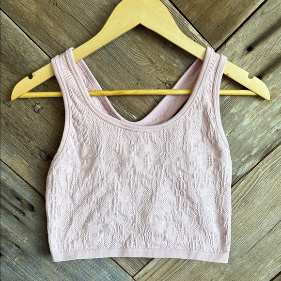 Tops | Pink Textured Crop Top | Poshmark